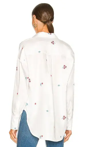 Something Navy Embroidered Button Up Top