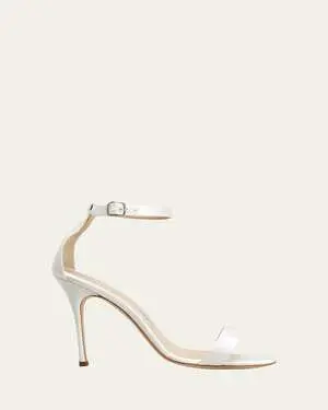 Manolo Blahnik Chaos Satin Stiletto Sandals - Cream