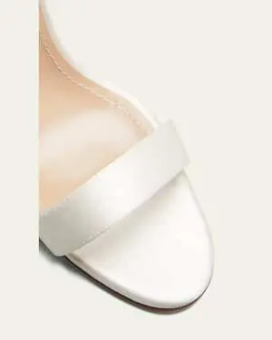 Manolo Blahnik Chaos Satin Stiletto Sandals - Cream