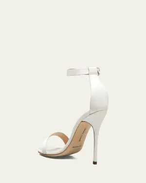 Manolo Blahnik Chaos Satin Stiletto Sandals - Cream