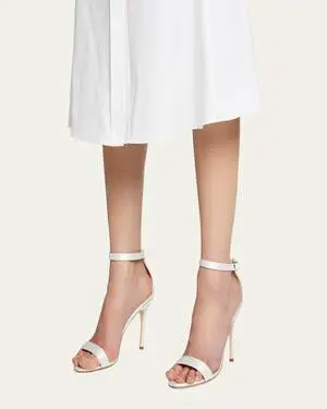 Manolo Blahnik Chaos Satin Stiletto Sandals - Cream