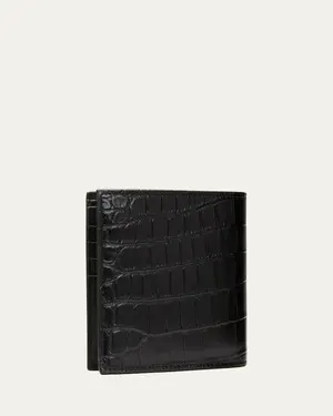 Saint Laurent Croc-embossed Bi-fold Wallet - Nero
