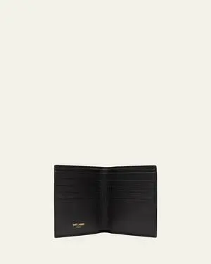 Saint Laurent Croc-embossed Bi-fold Wallet - Nero