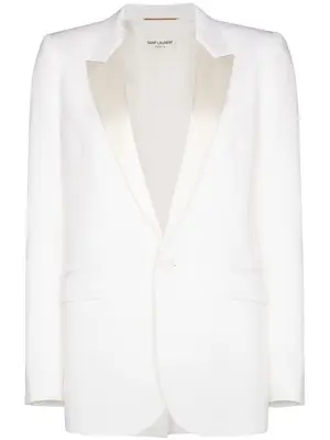 Saint Laurent Single-breasted Tuxedo Jacket - Neutrals