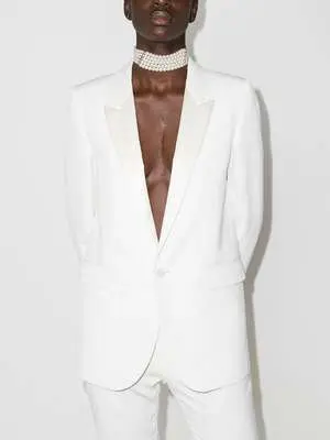 Saint Laurent Single-breasted Tuxedo Jacket - Neutrals
