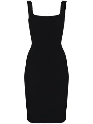 Hunza G Seersucker Square-neck Mini Dress - Black