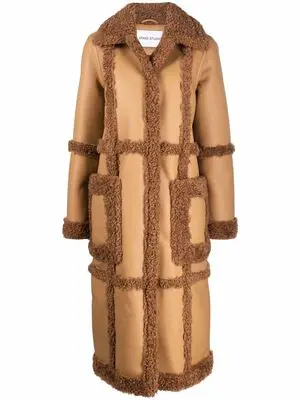 STAND STUDIO Contrast-trim Faux-leather Coat