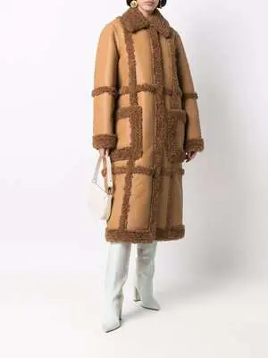 STAND STUDIO Contrast-trim Faux-leather Coat
