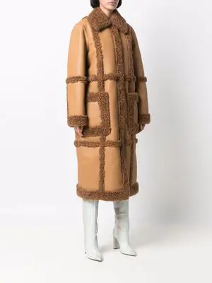 STAND STUDIO Contrast-trim Faux-leather Coat
