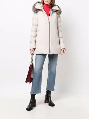MOORER Zip-fastening Padded Coat - Neutrals