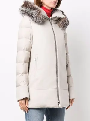 MOORER Zip-fastening Padded Coat - Neutrals