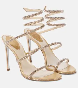 Rene Caovilla Cleo Embellished Leather Sandals - Beige