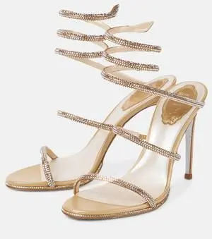 Rene Caovilla Cleo Embellished Leather Sandals - Beige