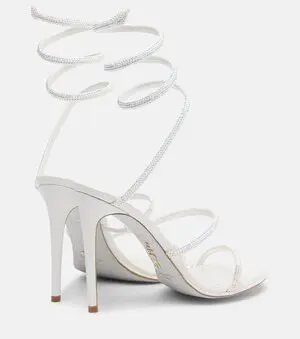Rene Caovilla Embellished Leather Spiral Sandals - White