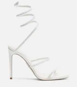 Rene Caovilla Embellished Leather Spiral Sandals - White