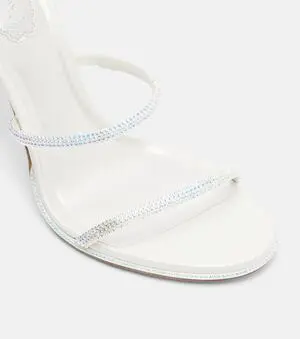 Rene Caovilla Embellished Leather Spiral Sandals - White