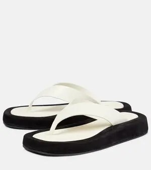 THE ROW Ginza Leather And Suede Thong Sandals - White