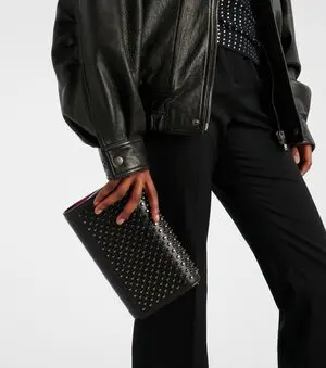 CHRISTIAN LOUBOUTIN Paloma Embellished Leather Clutch - Black