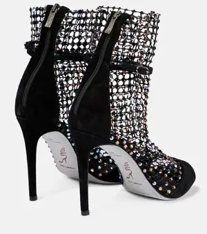Rene Caovilla Galaxia Embellished Suede Sandals - Black