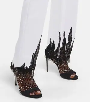 Rene Caovilla Galaxia Embellished Suede Sandals - Black