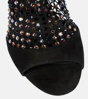 Rene Caovilla Galaxia Embellished Suede Sandals - Black