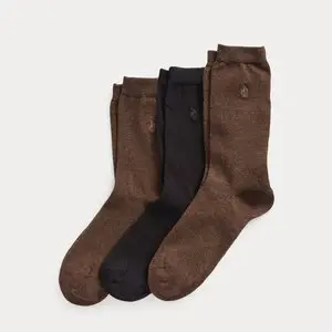 Ralph Lauren Crew Socks 3-pack - Brown