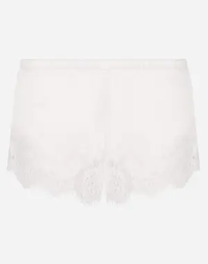 Dolce & Gabbana Stretch Silk Satin Shorts - White