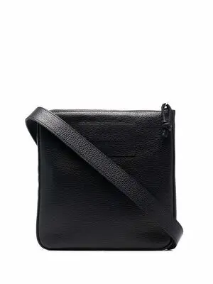 Emporio Armani Logo Embossed Messenger Bag - Black