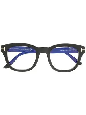 TOM FORD Blue Block Soft Square Glasses - Black