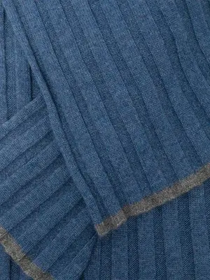 Brunello Cucinelli Ribbed Knit Cashmere Scarf - Blue