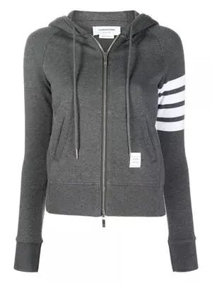 Thom Browne 4-bar Stripe Zip-up Hoodie - Grey