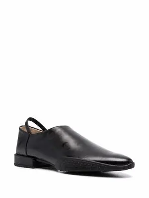 MARINE SERRE Crescent Moon-print Leather Slingbacks