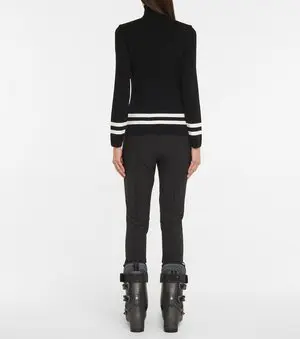 Fusalp Striped Turtleneck Knit Sweater - Black