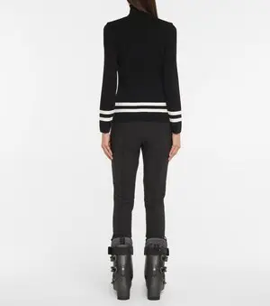 Fusalp Striped Turtleneck Knit Sweater - White