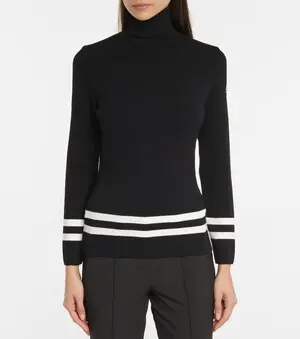 Fusalp Striped Turtleneck Knit Sweater - White