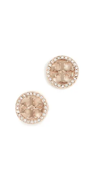 Tory Burch Icon Pavé Circle Stud Earrings - Tory Gold/crystal