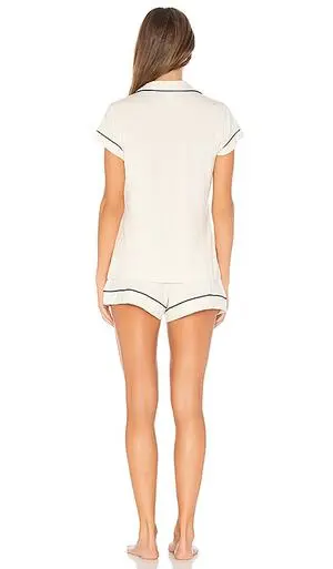 Eberjey Gisele Shortie Short In White - Ivory & Navy