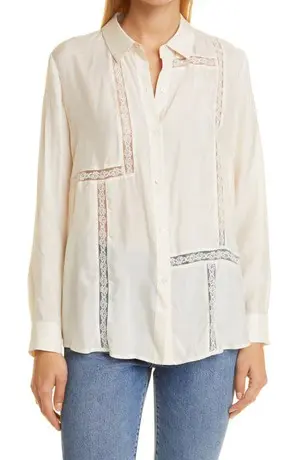 Rails Mona Lace Inset Tunic Blouse - White Sand