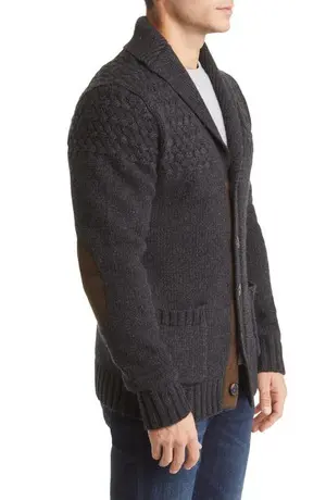 SCHOTT Corduroy Elbow Patch Wool-blend Cardigan