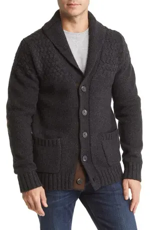 SCHOTT Corduroy Elbow Patch Wool-blend Cardigan