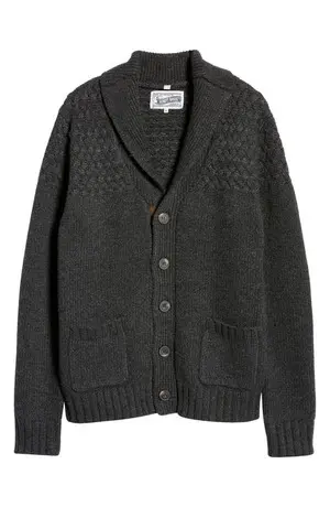SCHOTT Corduroy Elbow Patch Wool-blend Cardigan