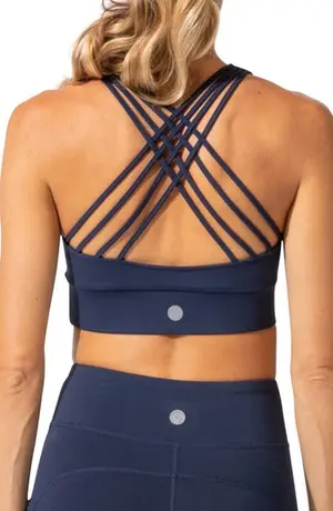 THREADS 4 THOUGHT Strappy Sports Bra - Raw Denim