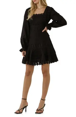 Endless Rose Lace Trim Fit-and-flare Dress