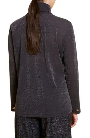 Marina Rinaldi Russia Metallic Turtleneck Jersey Top