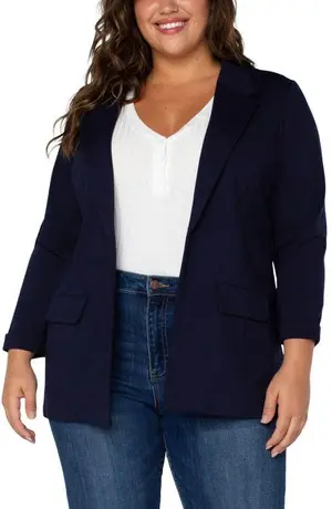 LIVERPOOL Boyfriend Ponte Knit Blazer - Cadet Blue