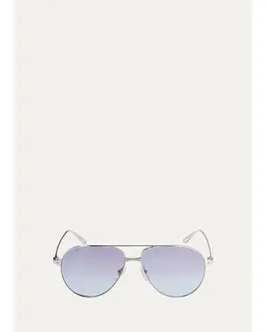 Cartier Santos Metal Aviator Sunglasses - Blue
