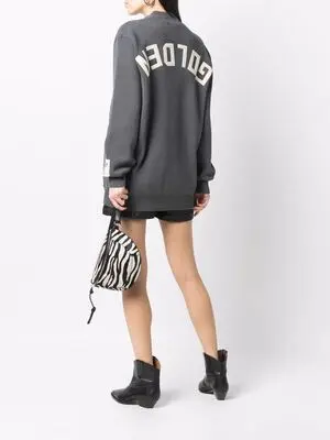 GOLDEN GOOSE Logo-print Knitted Cardigan - Grey
