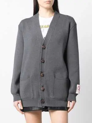 GOLDEN GOOSE Logo-print Knitted Cardigan - Grey