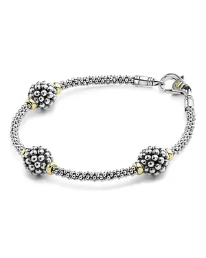 Lagos Sterling Silver Caviar Station Bracelet - Silver/gold