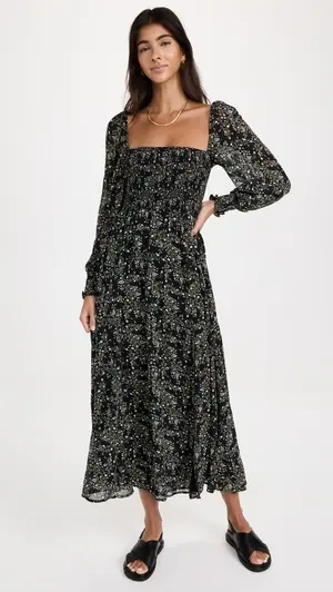 green emerald velvet dress O.P.T Iris Midi Dress main image 1